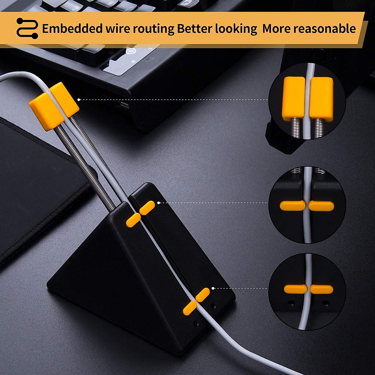 [New] Hotline Games Mouse Bungee, Mouse Cord Clip Cord Management System Fixer Holder for Esports FPS Game (Black-Orange)