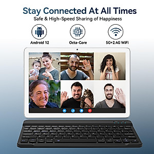 Tablet 2025 Latest Android Tablet 10 inch, Octa-Core 5G WiFi Tablet with Keyboard, 128GB + 8GB + 1TB Expandable Storage, Large Touch-Screen Tablet, 13MP Dual Camera/Bluetooth/GPS/HD Display/Mouse/Case