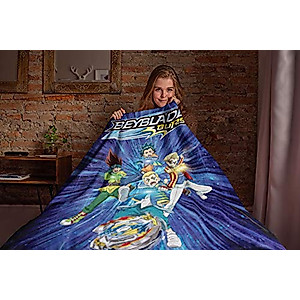 INTIMO Beyblade Burst Rise Spinner Tops Launch Time Anime Characters Silk Touch Plush Throw Blanket