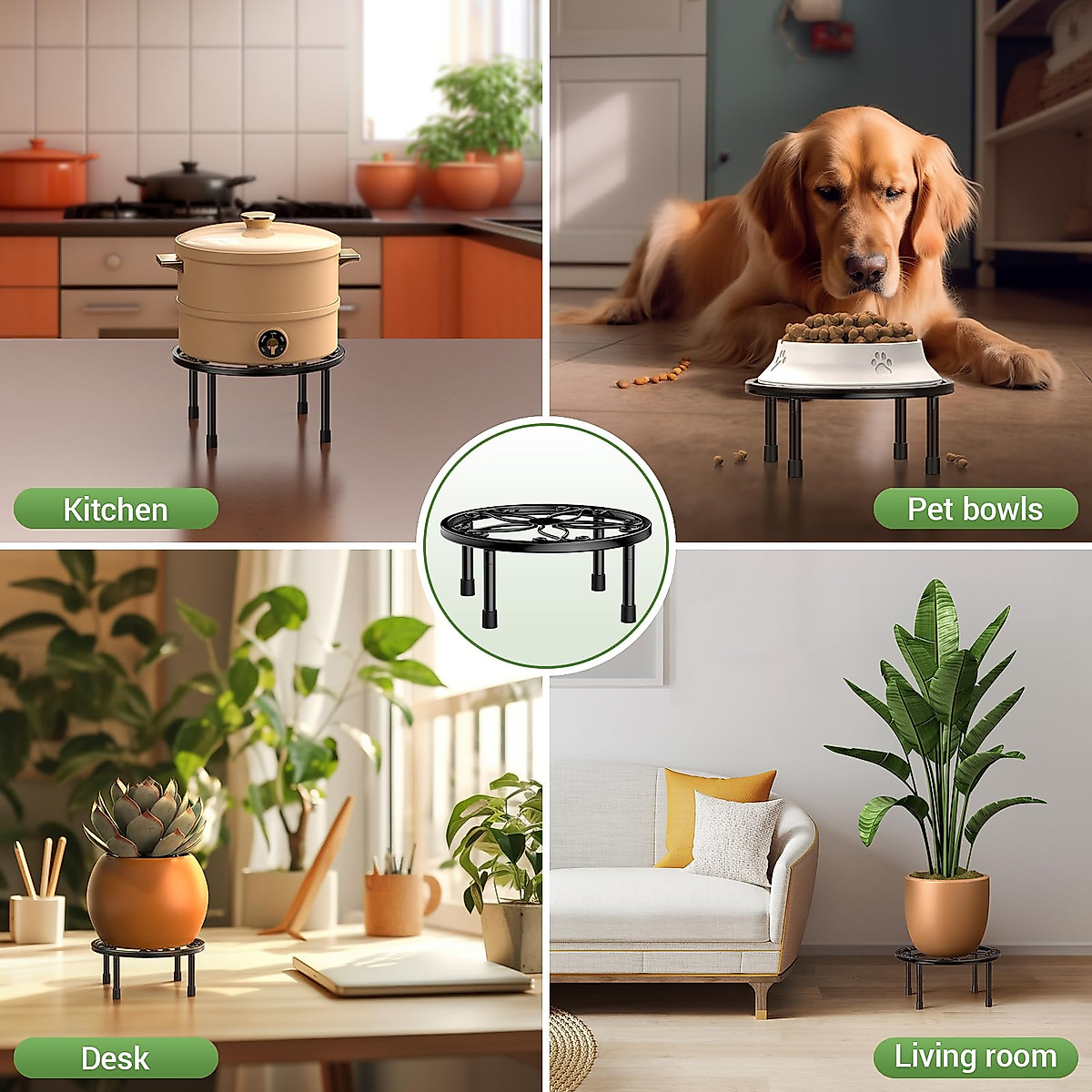 MTCode Metal Plant Stand, 5 Pack Plant Stands for Indoor Outdoor, Flower Pot Stands for Plants, Heavy Duty Planter Stand, Rustproof Iron Round Plants Stand for Home, Garden Decor