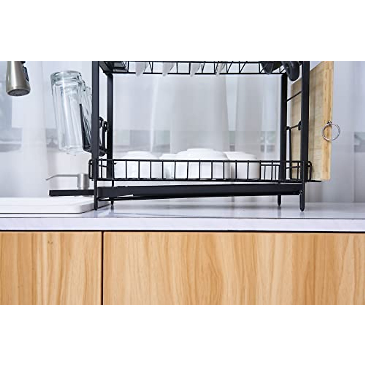Premium Racks 2 Tier Dish Rack - Large Capacity - New Drainage System - Modern Design