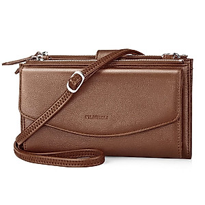 nuoku RFID Wallet Women Travel Zip Wristlet Purse Crossbody Clutch
