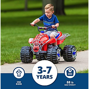 Kid Trax Marvel Spiderman Toddler ATV Ride On Toy, 12 Volt Battery, 3-7 Years, Max Rider Weight 88 lbs, Spider-Man Blue