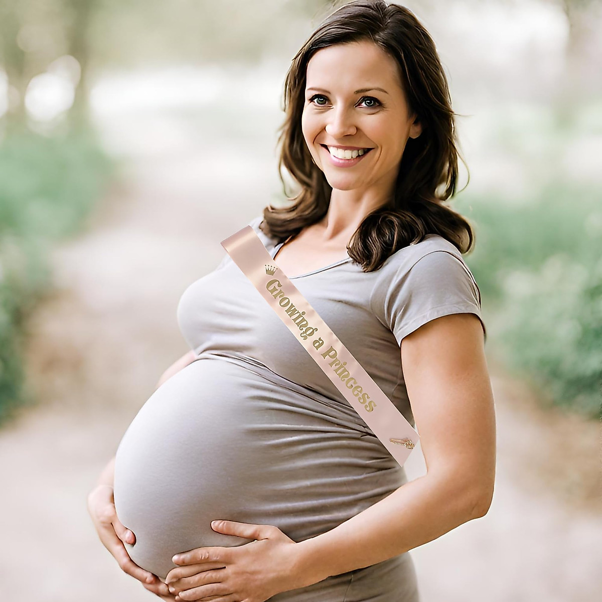 Growing a Princess Baby Shower Sash for Mom Mommy to Be to wear at Sprinkle It's a Girl comes with a Rhinestone Pin