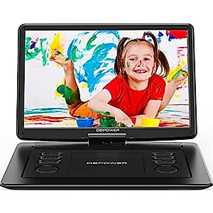 DBPOWER 17.9" Portable DVD Player with 15.6" Large HD Swivel Screen, 6 Hour Rechargeable Battery, Support USB/SD and Multiple Disc Formats, High Volume Speaker, Car Charger, Remote Control