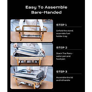 Chafing Dishes for Buffet 4 Pack, 8QT [Elegant Gold and Silver Colors] Stainless Steel Chafing Dish Buffet Set [Sturdy and High Grade] Chafers and Buffet Warmers Sets for Any Party with Complete Set