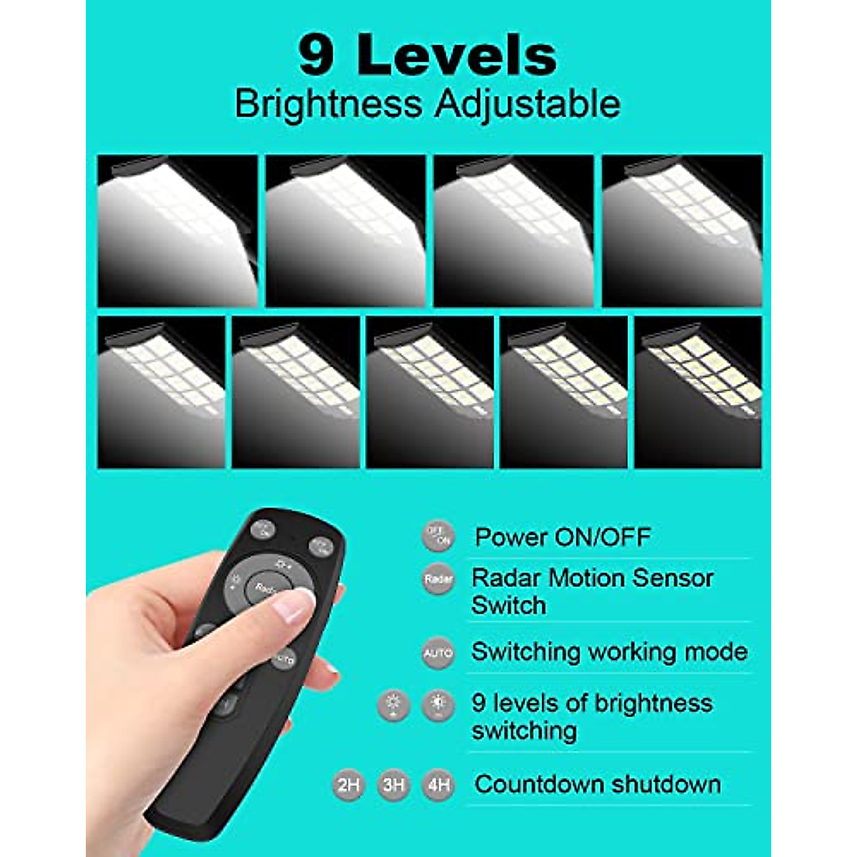 Opkiddle 2 Pack 1200W Solar Powered Street Lights Outdoor Waterproof, 120000 Lumens High Brightness Dusk to Dawn LED Lamp, with Pole, Remote Control, for Yard, Garden, Patio, Stadium, Piazza