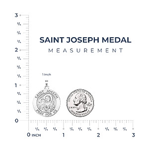 PicturesOnGold.com Saint Joseph Round Religious Medal EXCLUSIVE - Sterling Silver - 2/3 x 2/3 Inch