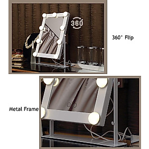 LIMEI-ZEN Vanity Mirror Cosmetic Dresser Lighting Kit with LED Bulbs Hollywood Style Makeup Mirror Dimmable Light Bulb White Wall Mirror Mirrors