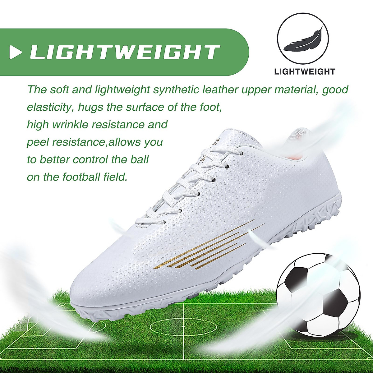 Indoor Soccer Shoes Mens Soccer Cleats Women Turf Soccer Shoes Men Zapatos de Futbol para Hombres Football Cleats Women Tacos de Futbol para Hombre Tacos de Futbol Youth Futsal Shoes TF White