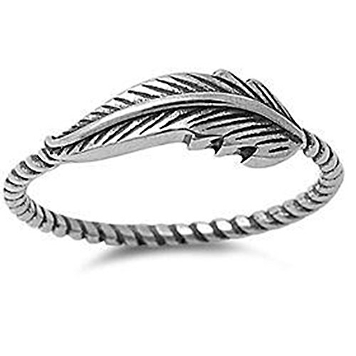 Jude Jewelers Retro Vintage Oxidized Stainless Steel Leaf Braided Twisted Wrap Thumb Ring