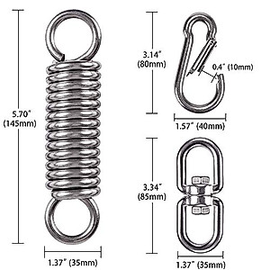 WAREMAID Hammock Chair Hanging Kit Swing Spring Hardware, Heavy Duty Suspension Swivel Hanger Hook for Punching Bags, Heavy Bag, Hanging Chair, Swing Seat, Rocking Seat, Porch Swing, Garden, 550 LB