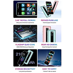 SOYES S10H Mini 4G Card Smartphone Unlocked RAM 3GB ROM 32GB Android 9.0 Ultra-Thin 3.49 Inch K13 Dual Sim 4G Student Mobile Phone Face Recognition Google (Black 3GB+64GB)