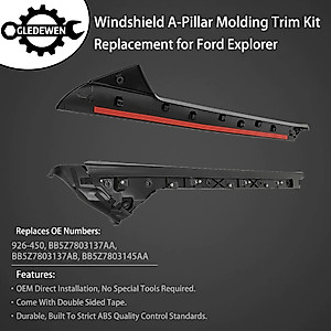 Windshield Trim Molding A-Pillar Set, Compatible with 2011-2019 Ford Explorer, Front Outer & Inner Left Driver, BB5Z7803145AA BB5Z-7803137-AA BB5Z-7803137-AB 926-450 BB5Z-7803145-AA Window Accessories