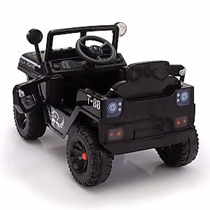 TOBBI 12V Off-Road Kids Ride On Car Truck, Battery Powered 4 Wheels Ride On Toys for Boys and Girls Aged 2-6 Years w/Horn, LED Lights, Portable Pull Rod, Double Open Doors, Orange