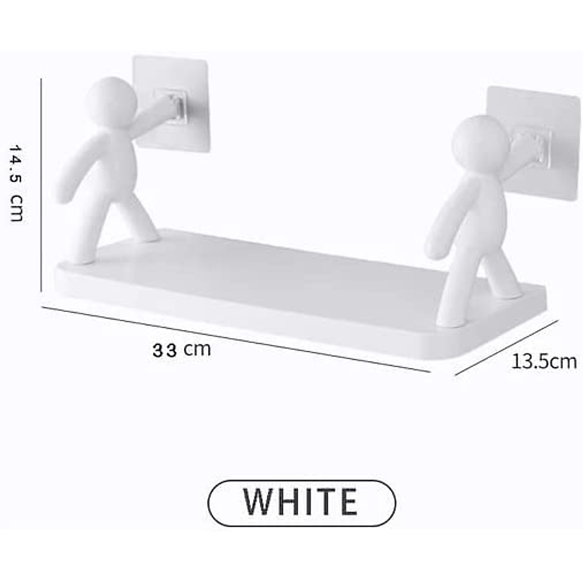 The Kitchen Toilet Receive Shelf - Floating Shelves Bathroom Wall Mounted Shelf,Villain Wall Hanging Rack Punching-Free Humanoid Storage Shelf,Punching-Free Bathroom Storage Rack (3 pcs, White)