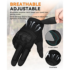 KUMGIM Tactical Gloves for Men Women, Motorcycle Gloves Touchscreen Airsoft Hunting Shooting Gloves Black Tan for Outdoor Paintball Work Motorcycle Climbing Survival Training