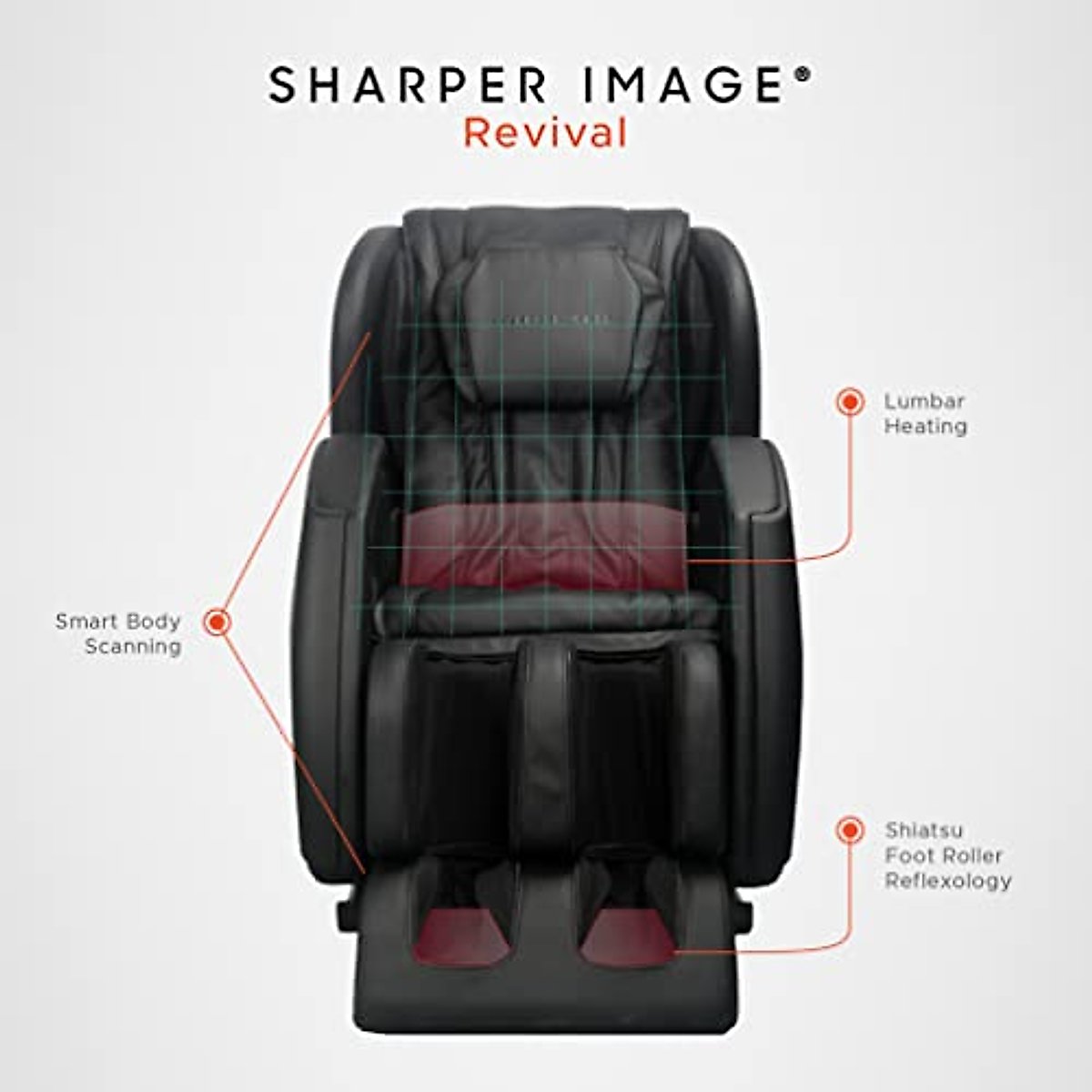 Sharper Image Revival Massage Chair, Featuring Zero-Gravity Recliner, Lumbar Heat, and 4-Node Massage Robot, Tapping, Kneading, Roller Massaging Techniques