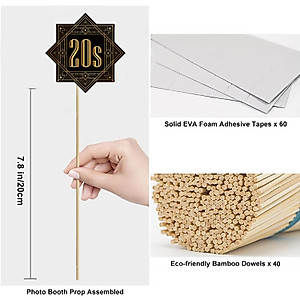 40 Pcs 1920's Photo Booth,1920 Party Decorations, 1920s Theme Party Decorations,1920 Party Decor, Roaring 20's Party Decorations, Great Gatsby Decorations Party