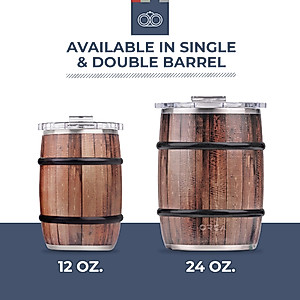 ORCA Double Barrel 24oz | Temperature Insulated, Stainless Steel Tumbler with a Classy Wood Grain Print, for Whiskey, Beer, Coffee or Whatever You're Having — Dark Oak
