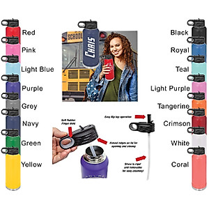 Personalized 32 ounce Powder Coated Water Bottle - Stainless Steel Double Wall Vacuum Insulated Custom Engraved (Royal)