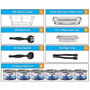 Disposable Chafing Dish Buffet Set, Food Warmers for Parties, Complete 33 Pcs of Chafing Servers with Covers, Catering Supplies with Full-Size Pans (9x13), Warming Trays for Food with Utensils & Lids