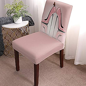 Stretch Chair Cover Dining Room Chair Covers Set of 4, Butterfly Kiss Pink High Heels Waterproof Removable Chair Seat Protector, Soft Washable Chair Cover for Office Chair Kitchen