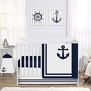 Anchors Away Nautical Navy Blue and White Baby and Childrens Lamp Shade