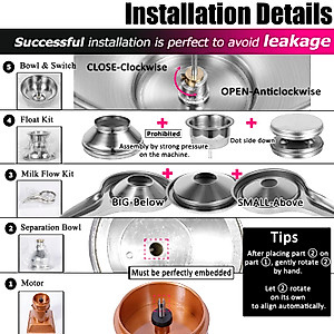Minneer Electric Milk Cream Centrifugal Separator Plug 21Gal/H 80L/H 110V USA/Canada Make Cream Butter Milkshake Separator for Goats Cows Milk All Metal Parts