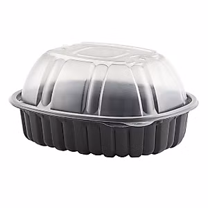 4110600 Anchor Packaging Large Vented Chicken Roaster Combo Pack Black Base Clear Lid 170 / 170