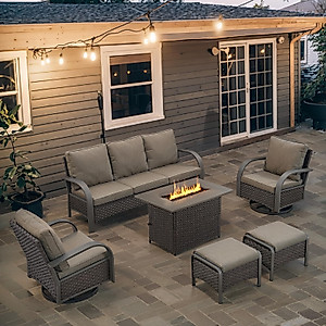 Belord Outdoor Patio Couch - 1000 LBS Weight Capacity Wicker Couch Outdoor Furniture with Deep Seat Hight Backrest 3 Seater Wicker Sofa for Deck Proch Balcony Backyard