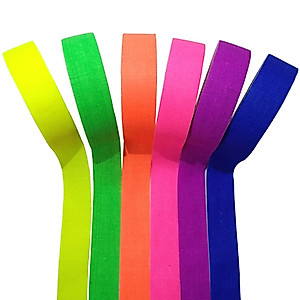 UV Blacklight Glow in The Dark Tape 6 Colors Fluorescent Neon Gaffer Tape UV Reactive Spike Tape for Stage,Party Play Grid Floors Color Coding Art Crafts (0.6 inch x 16.5 feet x 6 Rolls)