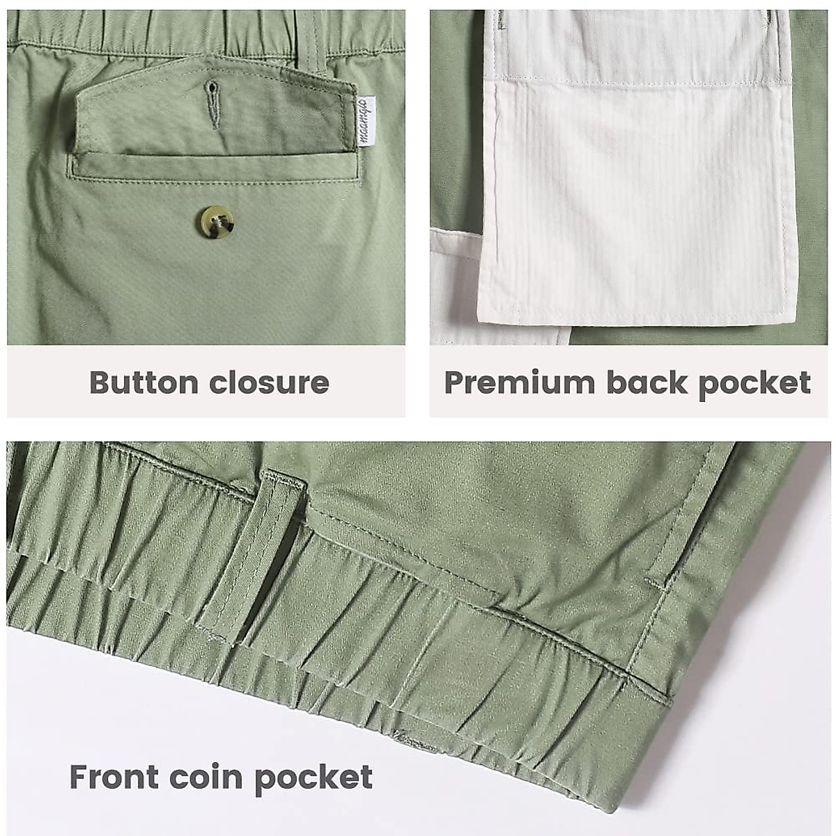 maamgic Men's Classic-fit 7" Cotton Casual Shorts Elastic Waistband with Multi-Pocket Daily Wear Walking Summer Outfit