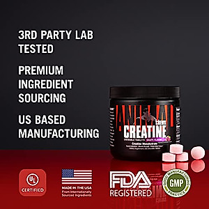 Animal Creatine Chews Tablets - Enhanced Creatine Monohydrate with AstraGin to Improve Absorption, Sea Salt for Added Pumps, Delicious and Convenient Chewable Tablets - Grape