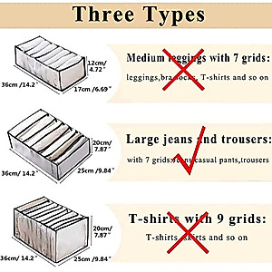 LALEO Wardrobe Clothes Organizer, 7 Grids Visible Foldable Closet Organizers, Compartment Storage Box for Jeans, Leggings, T-Shirt, Skirt