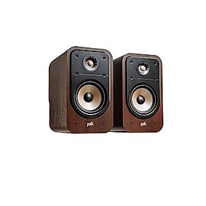Polk Signature Elite ES20 Bookshelf Speaker - Hi-Res Audio Certified, Dolby Atmos & DTS:X Compatible, 1" Tweeter & 6.5" Woofer, Power Port Technology for Effortless Bass (Pair, Contemporary Walnut)