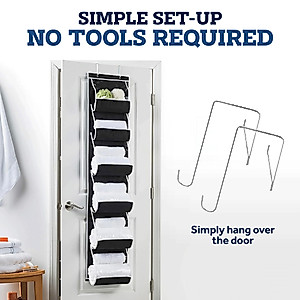 ZOBER Purse Organizer For Closet - Over The Door Purse Organizer W/ 6 Pockets for Easy Purse Storage - Durable Metal Hooks - Purse Rack W/Clear Pockets - Black (2 Pack)