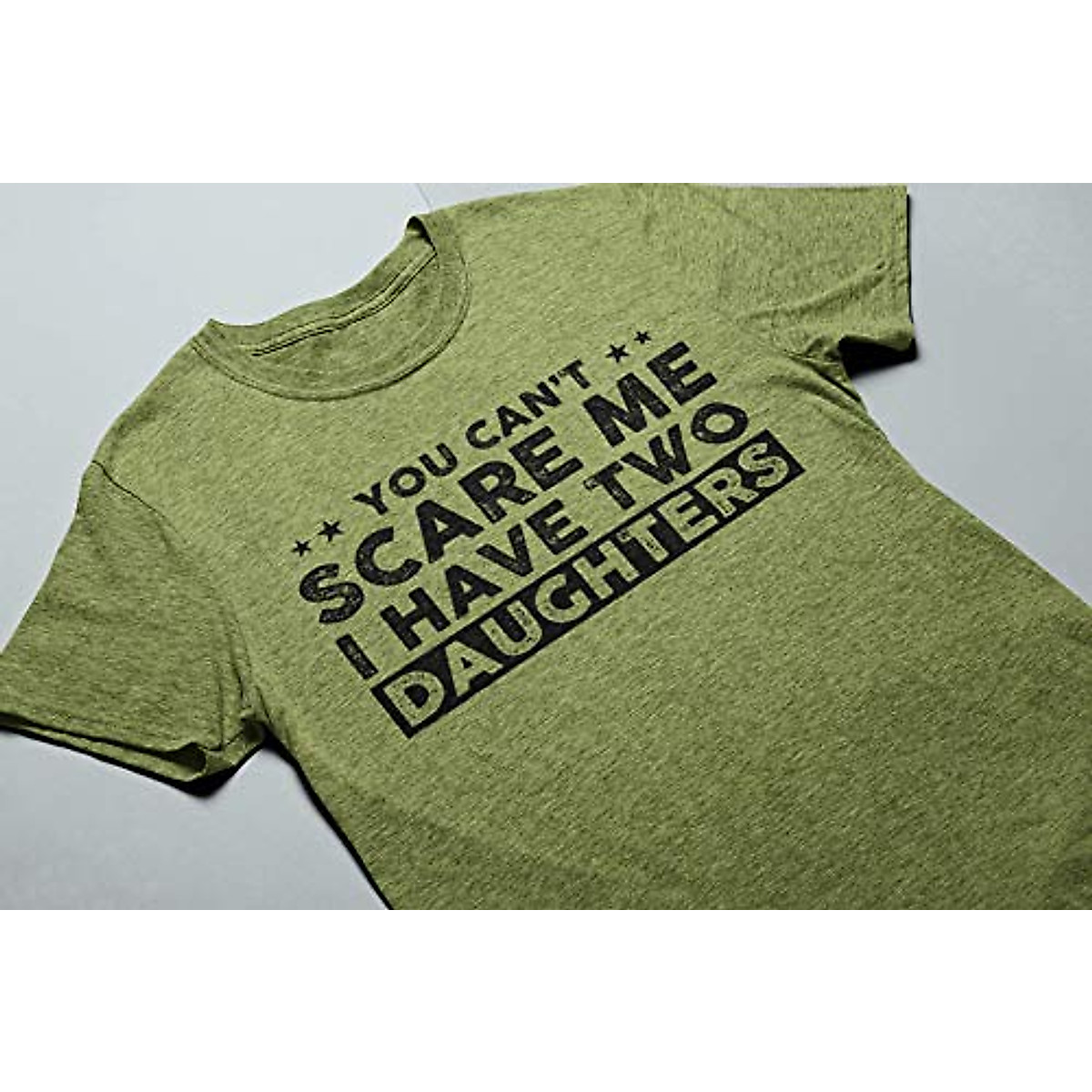 You Can't Scare Me, I Have Two Daughters, Funny Dad T-Shirt, Cute Joke Men T Shirt Gifts for Daddy Heather Navy Medium