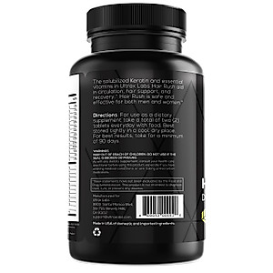 Ultrax Labs Hair Growth Supplements with Solubilized Keratin for Visibly Thicker and Stronger Hair, 23 Hair Vitamins, Science Backed Hair Growth Product - 1 Month Supply