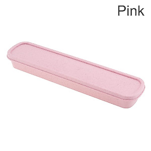 OriGlam 1pcs Portable Flatware Box Travel Tableware Storage Case Box, Utensil Case Flatware Storage Box for Cutlery Kit (Pink)