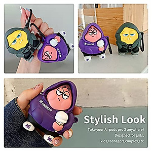 Cute Cartoon Character Airpods Case for 2nd/1st, Anti-Fall Soft Silicone Airpods 1&2nd Generation , Funny Kawaii Fashion 3D Case for AirPods 1&2nd with Keychain (Yellow)