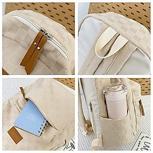 MININAI Aesthetic Checkered Backpack Light Academia Plaid Backpack Cute Preppy Backpack Fit 15.6 Inch Laptop Light Rucksack (Blue,One Size)