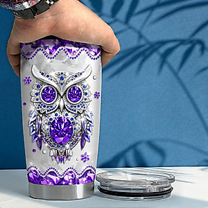 SANDJEST Owls Gifts for Women Girls Owl Tumbler 20oz Jewelry Drawings Stainless Steel Insulated Tumblers Coffee Travel Mug Cup Gift for Birthday Christmas
