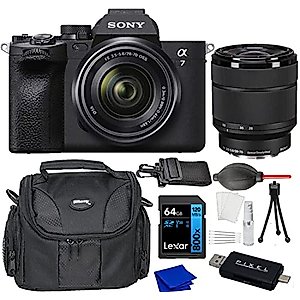 Sony a7 IV Mirrorless Digital Camera with 28-70mm Lens Bundle with Gadget Bag, 64GB SDXC Memory Card, Blower, Card Reader, Cleaning Kit | Sony Alpha 7 IV