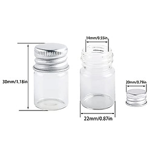 MaxMau Mini Glass Bottles with Screw Caps 5ml 24 Sets Aluminum Top Metal Lids 5 Milliliter Tiny Vials Small Jars DIY Storage Art Craft Decor