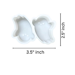 Ghost Vent Clip Car Freshie Silicone Mold | 2 pk 2.5 x 3.5” Cute Ghosts Tray Trendy Spooky Halloween Fall Freshener Heat Tolerant Oven Safe 450 F Boo