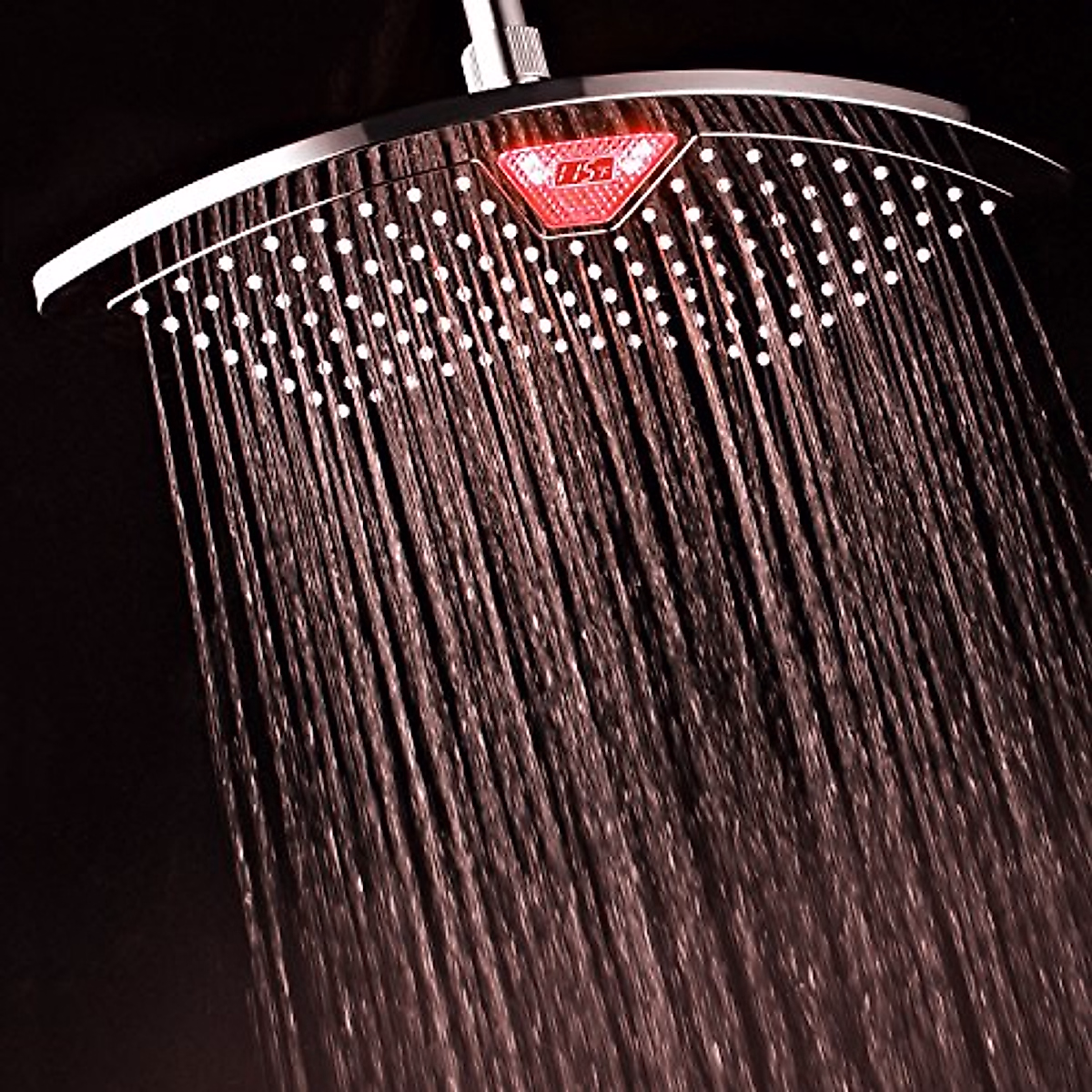 Dream Spa AquaFan 12 inch All-Chrome Rainfall-LED-Shower-Head with Color-Changing LED/LCD Temperature Display