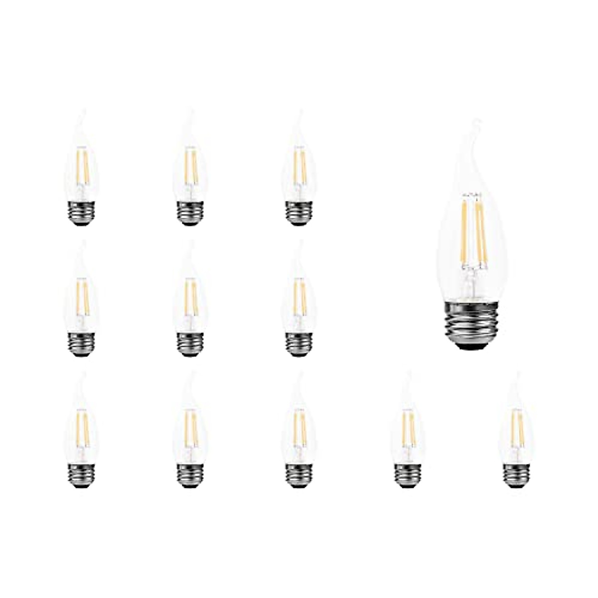 LEDVANCE Sylvania Reduced Eye Strain B10 LED Light Bulb, 40W = 4W, 13 Year, Medium Base, Dimmable, Clear, 2700K, Soft White - 12 Pack (41227)