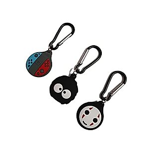 VA Cute AirTag case 3 Pack 2021，Soft silione AirTag Finder Protective Cover with Keychain for AirTags Finder Keychain Accessory for Child (Black Set)