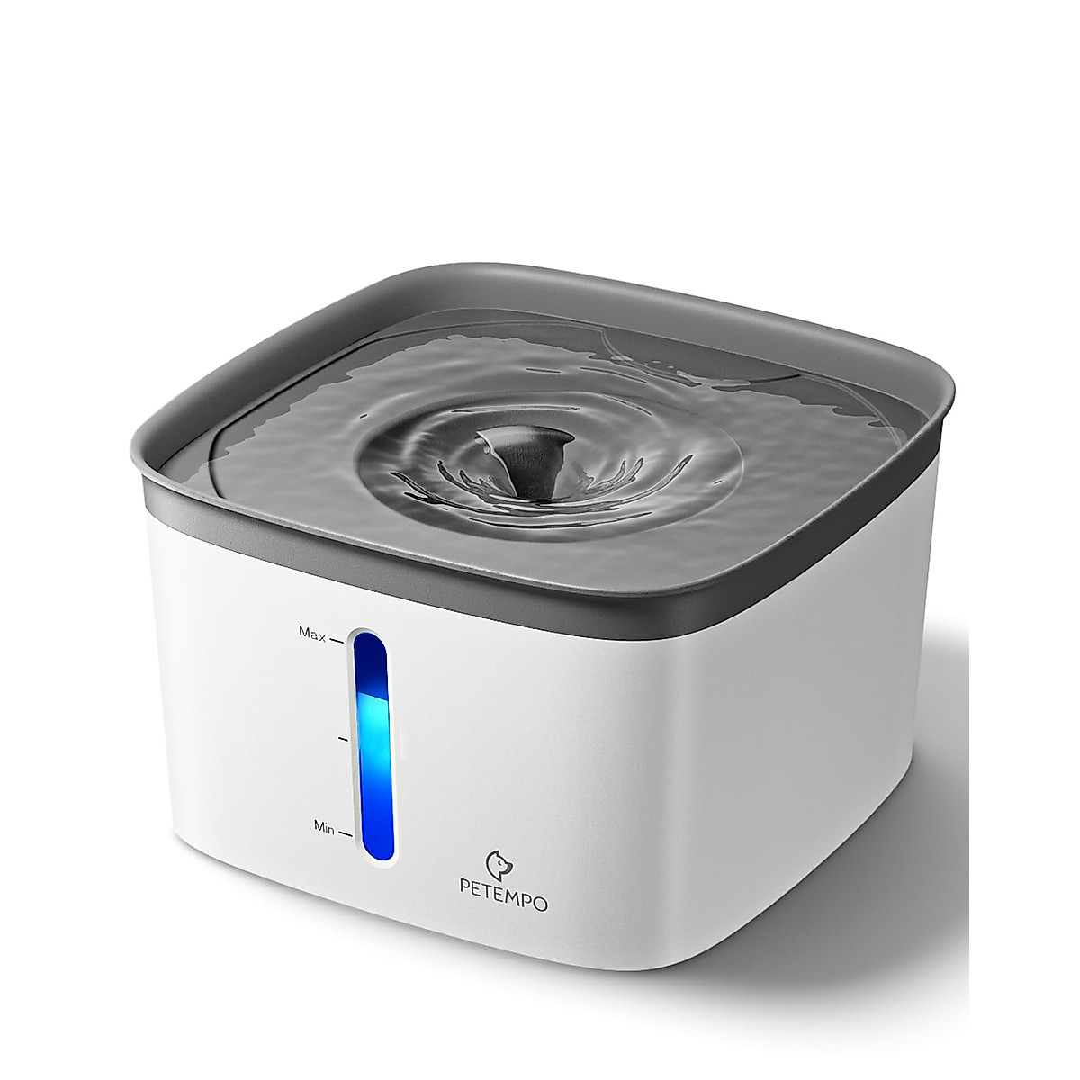 Cat Water Fountain, 135oz/4L Ultra Quiet Dog Water Bowl Dispenser, Instant Clean Vortex Design, Pet Water Fountain with Filter, Cats Dogs Pets Fountain for Drinking Automatic with LED Light (Gray)